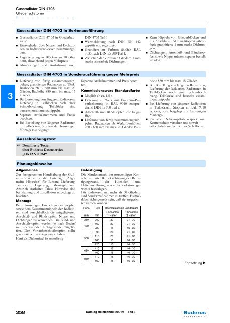 Gussradiator DIN 4703 Gliederradiatoren B eschreibung ... - Buderus