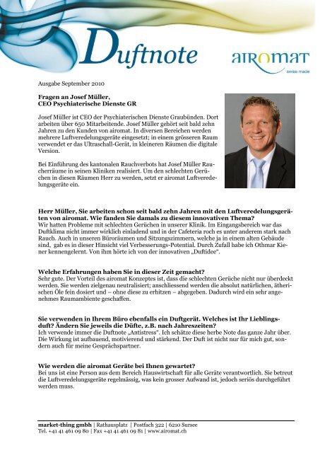 Interview mit Herbert Wenger, Geschäftsleiter der Firma ... - Airomat