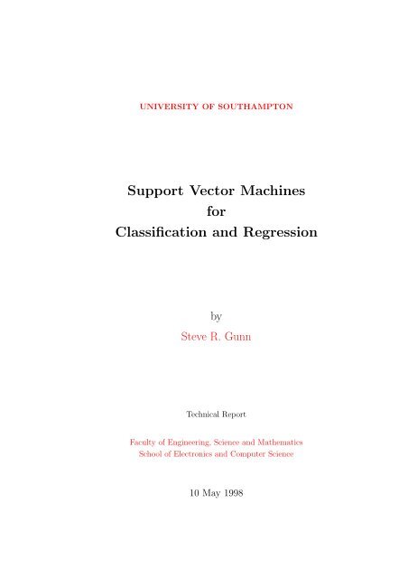 Support Vector Machines for Classification and Regression