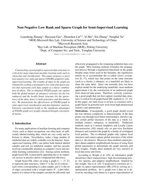 Non-Negative Low Rank and Sparse Graph for Semi ... - of Yi Ma