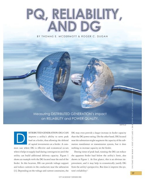 PQ, reliability, and DG - Industry Applications Magazine, IEEE