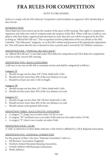 FRA RULES FOR COMPETITION - Fell Runners Association