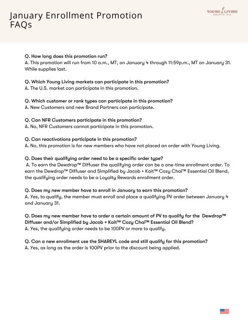 January Enrollment Promotion | Digital Library | Young Living