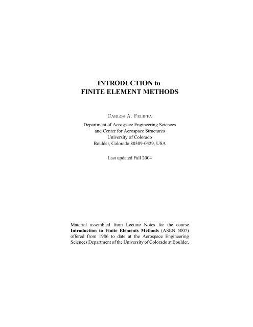 Introduction To Finite Element Methods University Of