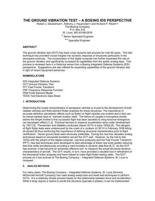 The Ground Vibration Test - A Boeing IDS Perspective