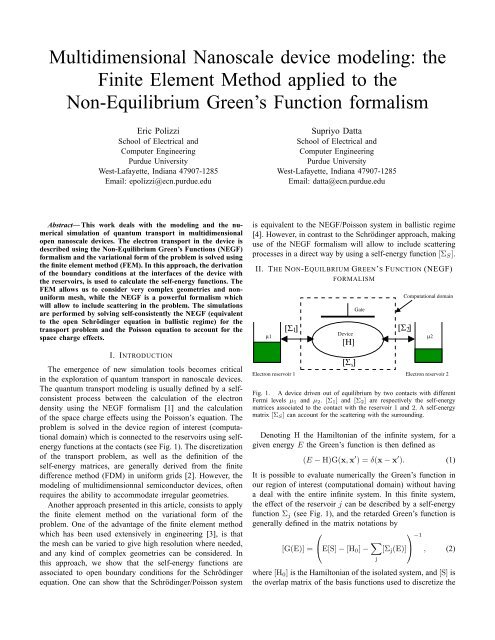 Multidimensional Nanoscale device modeling: the Finite Element ...