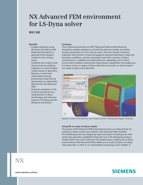 NX and the LS-Dyna environment - Siemens PLM Software