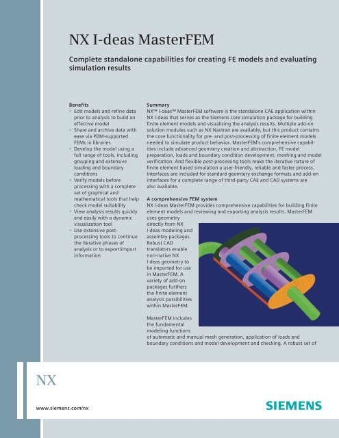 NX I-deas MasterFEM - Siemens PLM Software