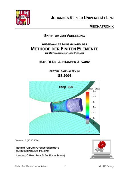 Ausgewhlte Anwendungen der FEM (Finite Elemente Methode) im ...