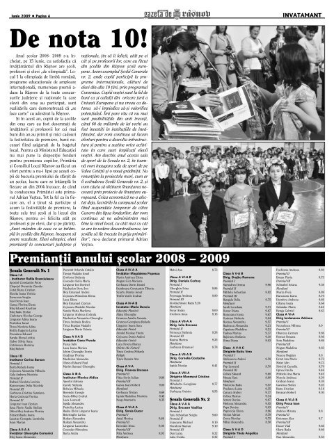 De nota 10! - Primaria Rasnov