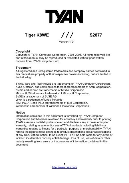 Tiger K8WE S2877 - Tyan