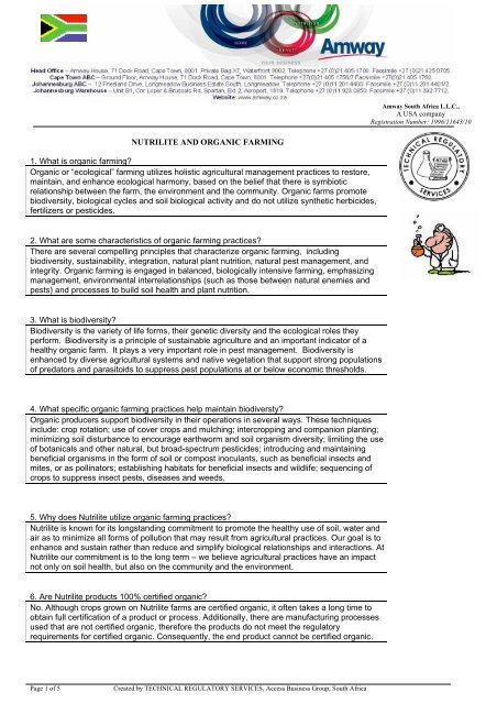 Nutrilite's organic farming - Amway Wiki