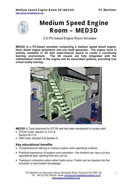 Medium Speed Engine Room – MED3D - PC Maritime