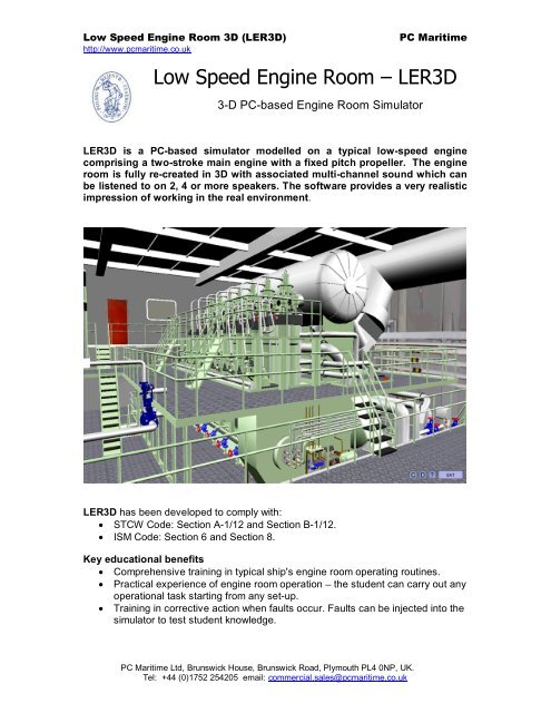 Low Speed Engine Room – LER3D - PC Maritime