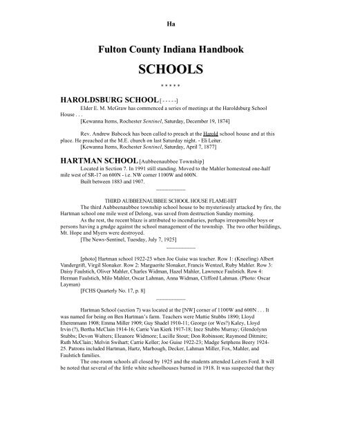 Handbook Schools H-O - Fulton County Public Library