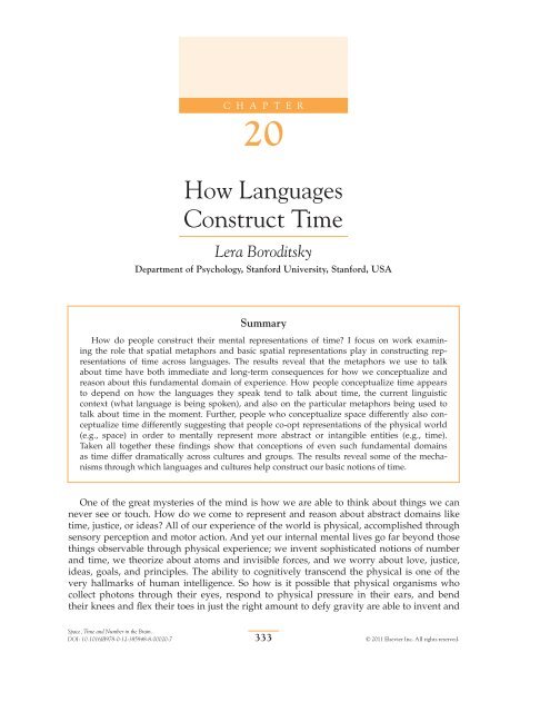 How Languages Construct Time - Psychology - Stanford University