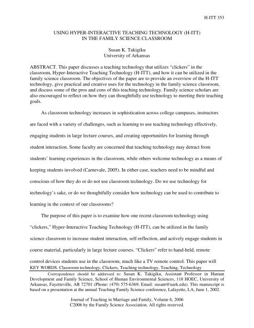 USING HYPER-INTERACTIVE TEACHING TECHNOLOGY (H-ITT ...