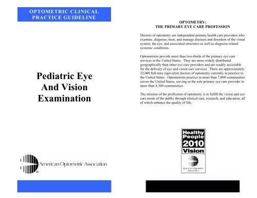 Pediatric Eye And Vision Examination - American Optometric ...