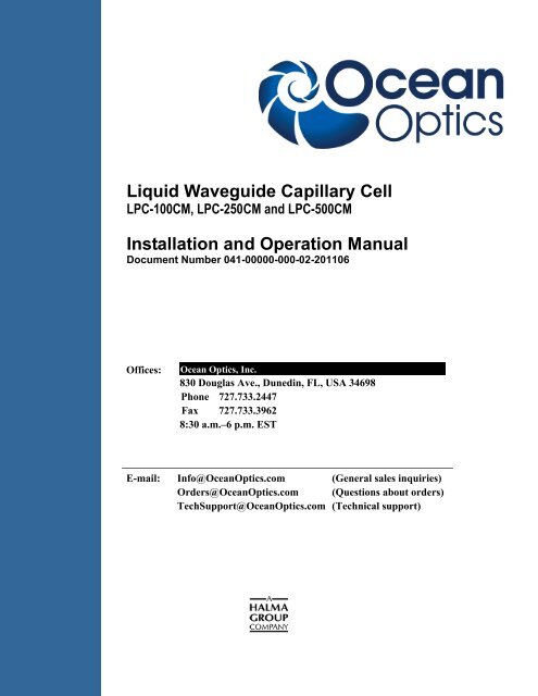 CAL-2000 Operating Instructions - Ocean Optics