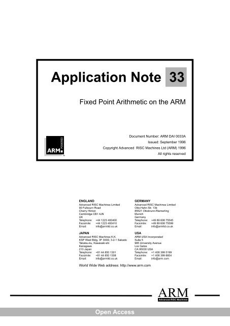 Application Note 33 - ARM Information Center