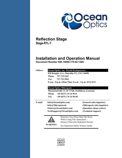 Stage-RTL-T Installation and Operation Manual - Ocean Optics