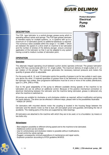 Pump FZA - Bijur Delimon