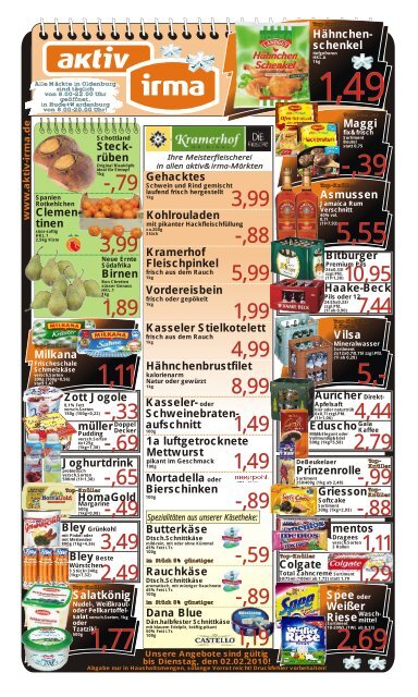 Kramerhof Fleischpinkel Kohlrouladen Kasseler ... - Aktiv & Irma