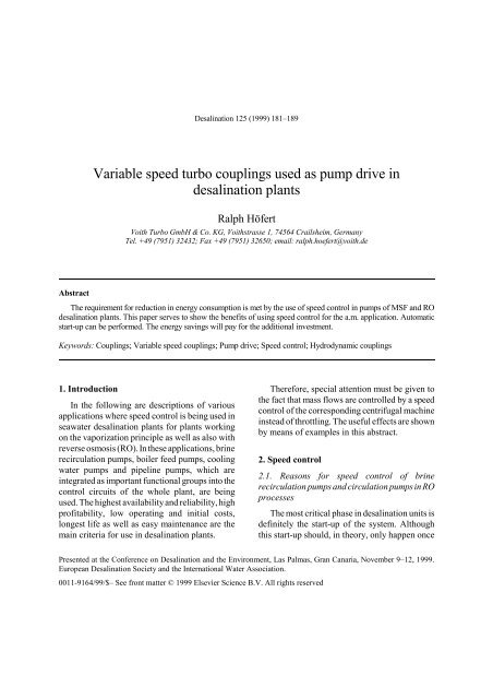 Variable speed turbo couplings used as pump drive ... - SeekPart.com