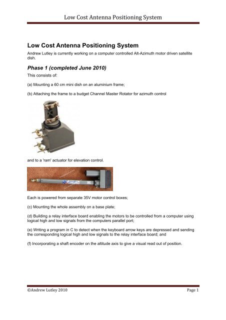 Low Cost Antenna Positioning System