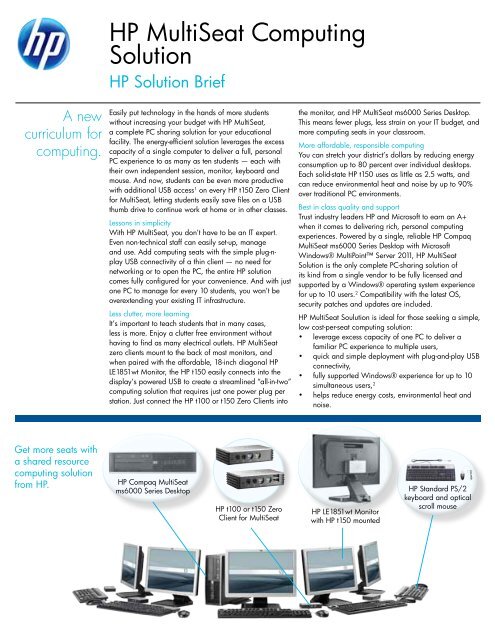 HP MultiSeat Computing Solution
