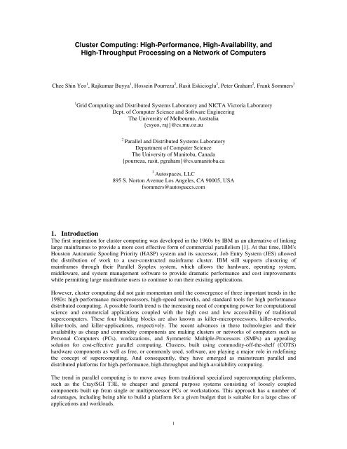 Cluster Computing: High-Performance, High ... - Rajkumar Buyya