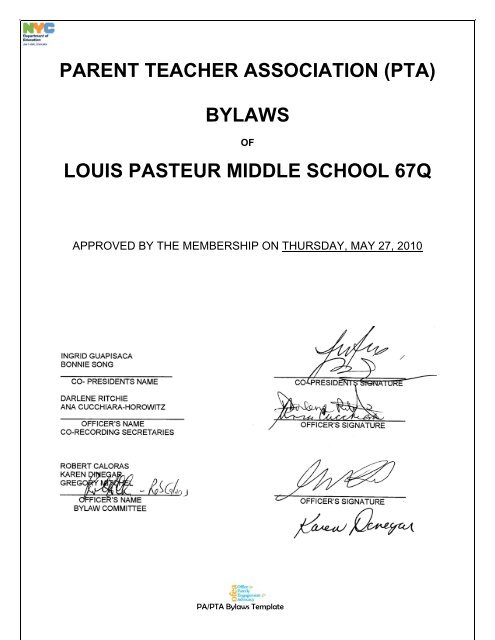 parent teacher association (pta) - Louis Pasteur MS 67 PTA