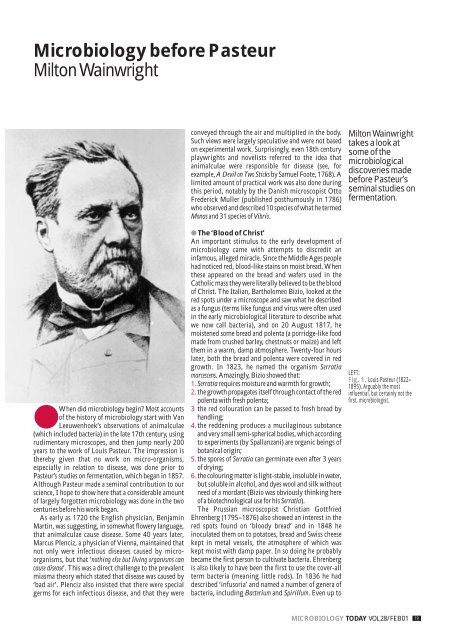 Microbiology before Pasteur Milton Wainwright - Society for General ...