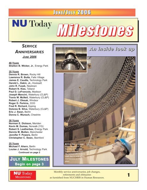 milestones - Northeast Utilities