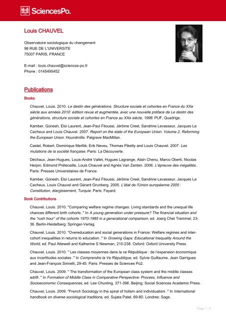 CV Louis Chauvel - Sciences Po Spire