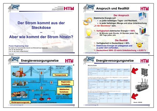 Der Strom kommt aus der Steckdose - Power Engineering Saar