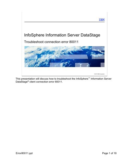 Infosphere Information Server Datastage Ibm