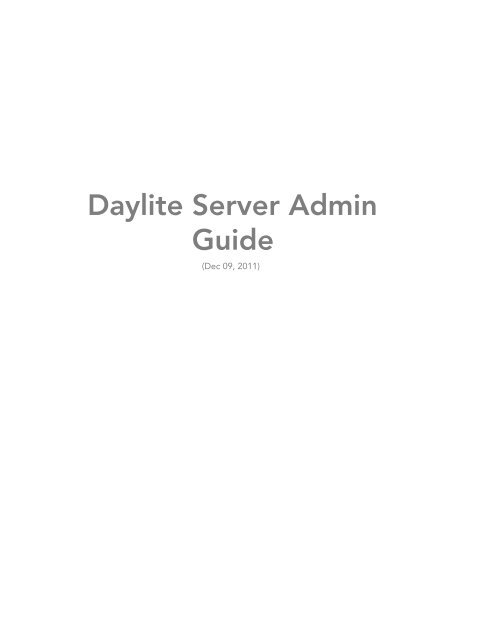 Daylite Server Admin Guide - Marketcircle