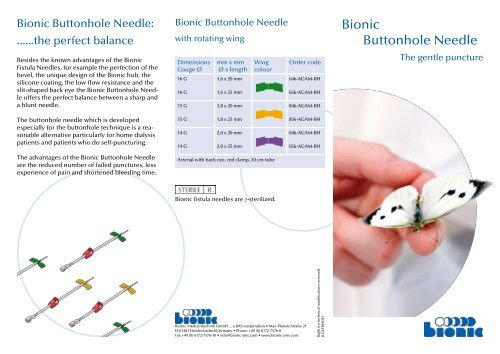 Bionic Buttonhole Needle - Vascular Access by Bionic