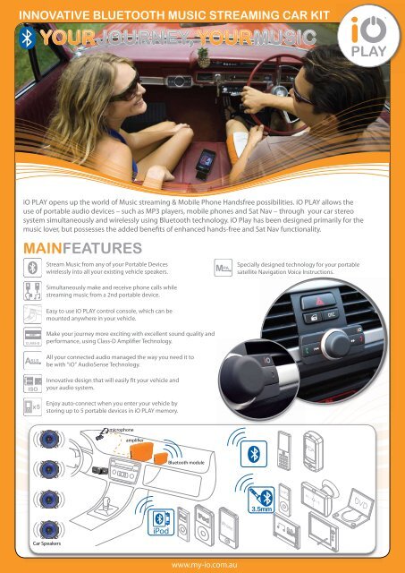 innovative bluetooth music streaming car kit - My-io