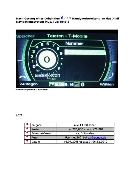 Bluetooth Nachrüstung am RNS-E