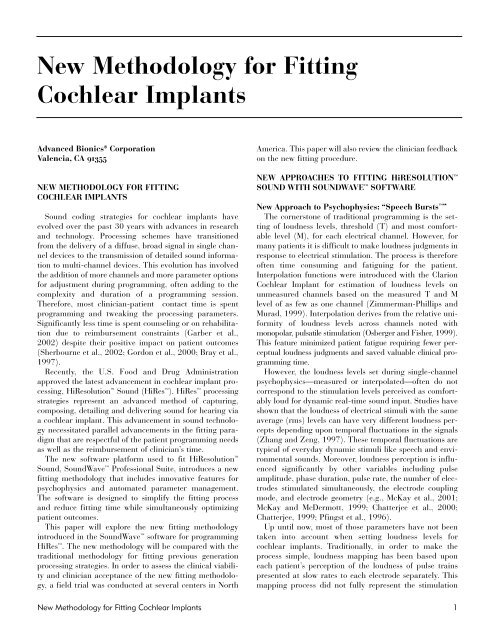 New Methodology for Fitting Cochlear Implants - Advanced Bionics