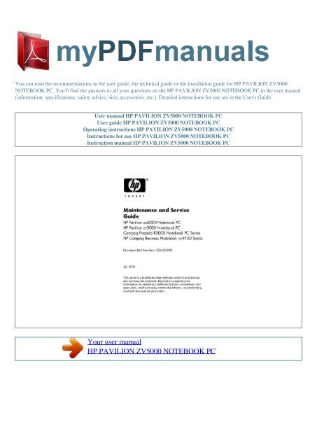 User manual HP PAVILION ZV5000 NOTEBOOK PC - 1