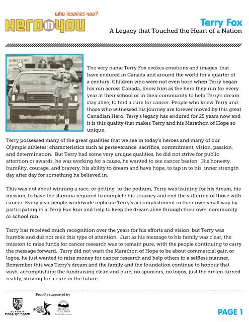 Terry Fox - Hero In You