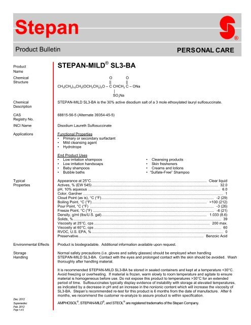STEPAN-MILD SL3-BA - Stepan Company