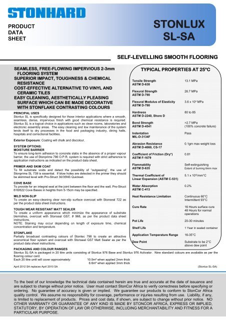 STONLUX SL-SA - StonCor Africa