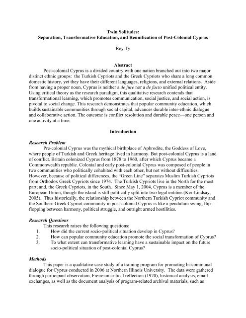 Separation, Transformative Education, and Reunification of Post ...