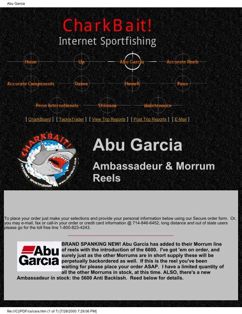 Abu Garcia Ambassadeur & Morrum Reels - CharkBait
