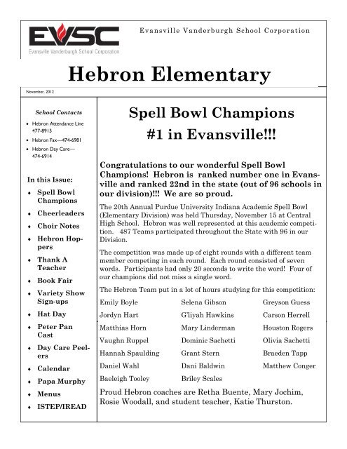 Hebron Elementary - EVSC » Home - Evansville-Vanderburgh ...
