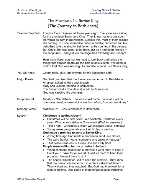 Lesson 2 - The Promise of a Savior King - Sunday School Center